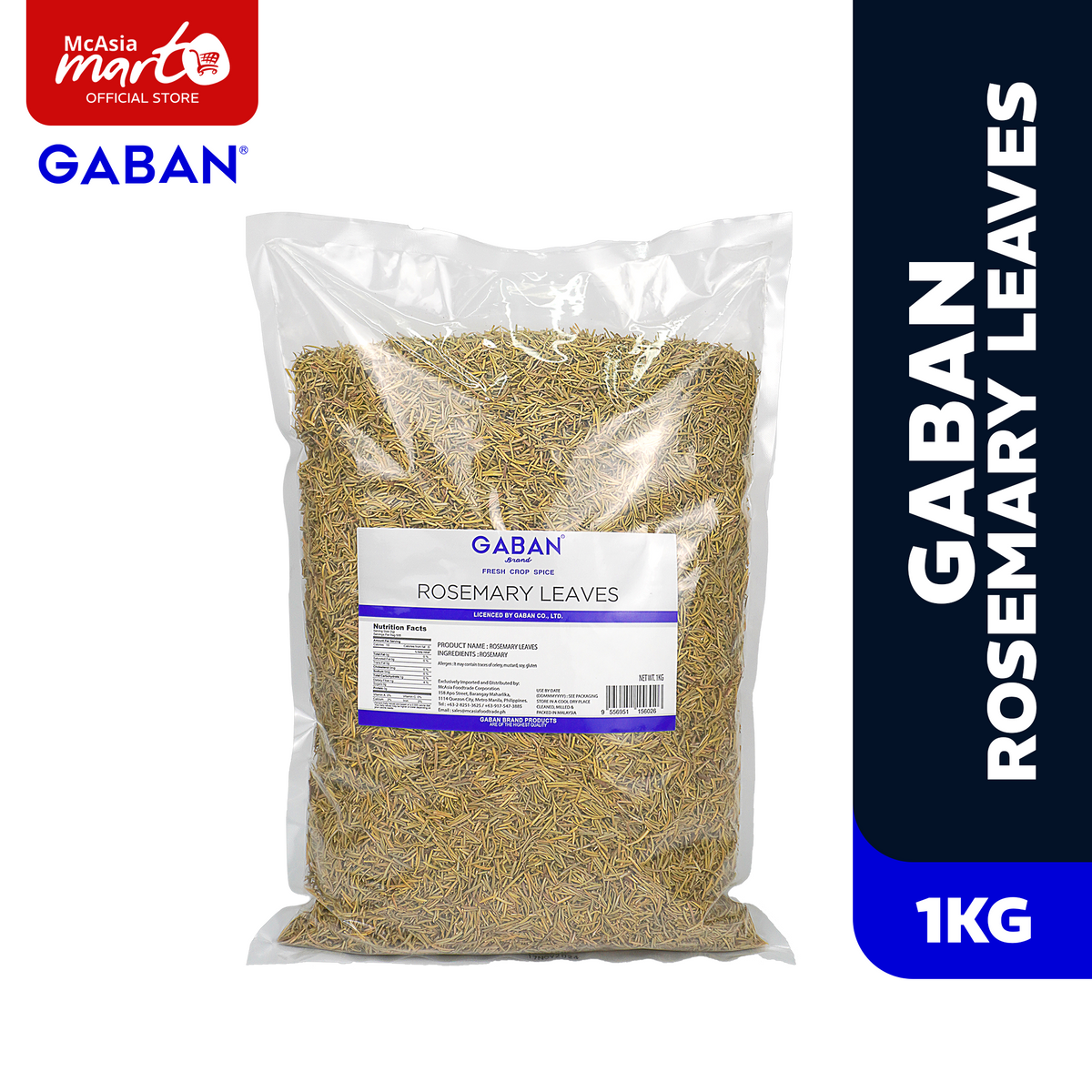 GABAN ROSEMARY LEAVES 1KG – McAsia Mart