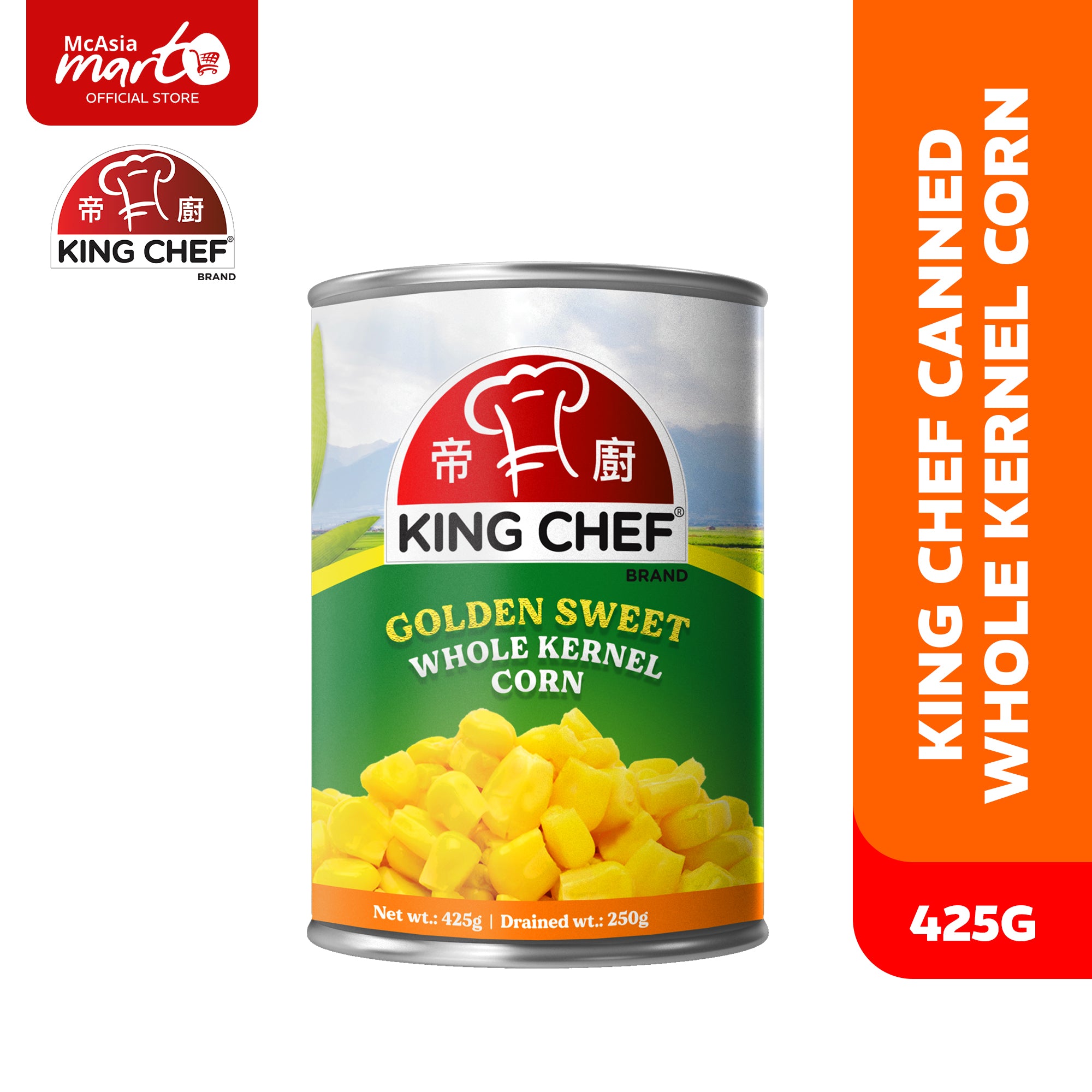 KING CHEF CANNED WHOLE KERNEL CORN IN BRINE (NL) 425G – McAsia Mart